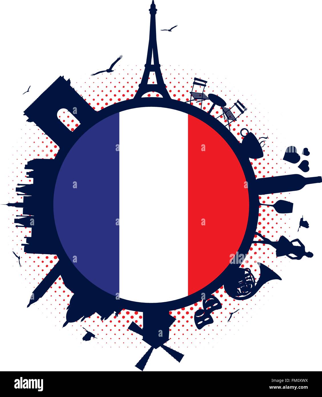 France flag and silhouette landmarks Stock Vector Image & Art - Alamy
