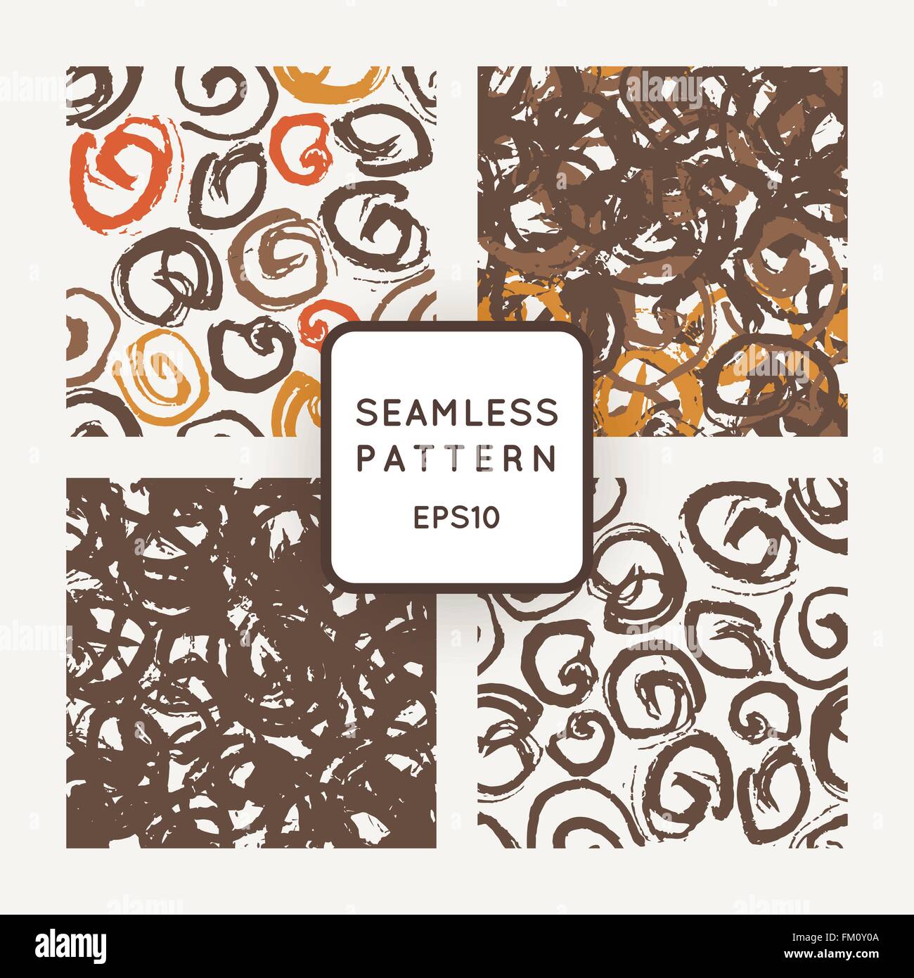 Set of vector seamless patterns with grungy hand-drawn spiral elements ...