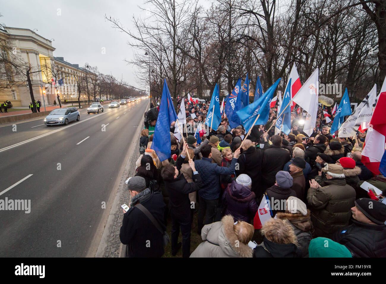 Warsaw, Poland. 10th Mar, 2016. People take part in a demonstration ...