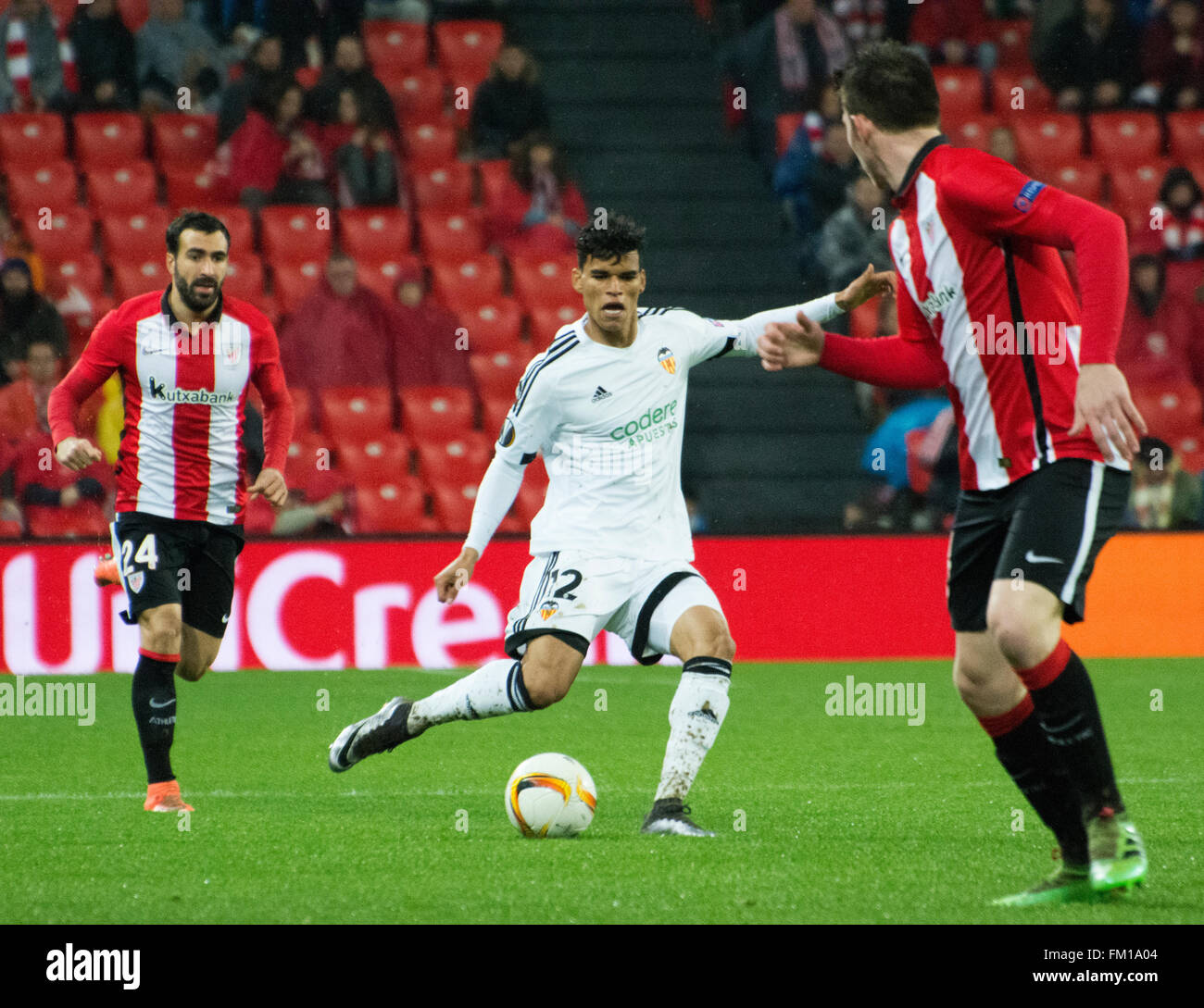 Bilbao, Spain. 10th March, 2016. Joao Cancelo (defender, Valencia CF ...