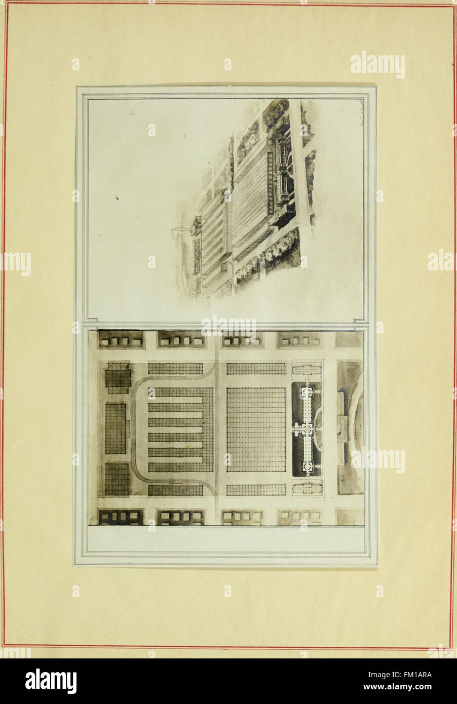 A detailed plan for a show building designed for an automobile factory ...