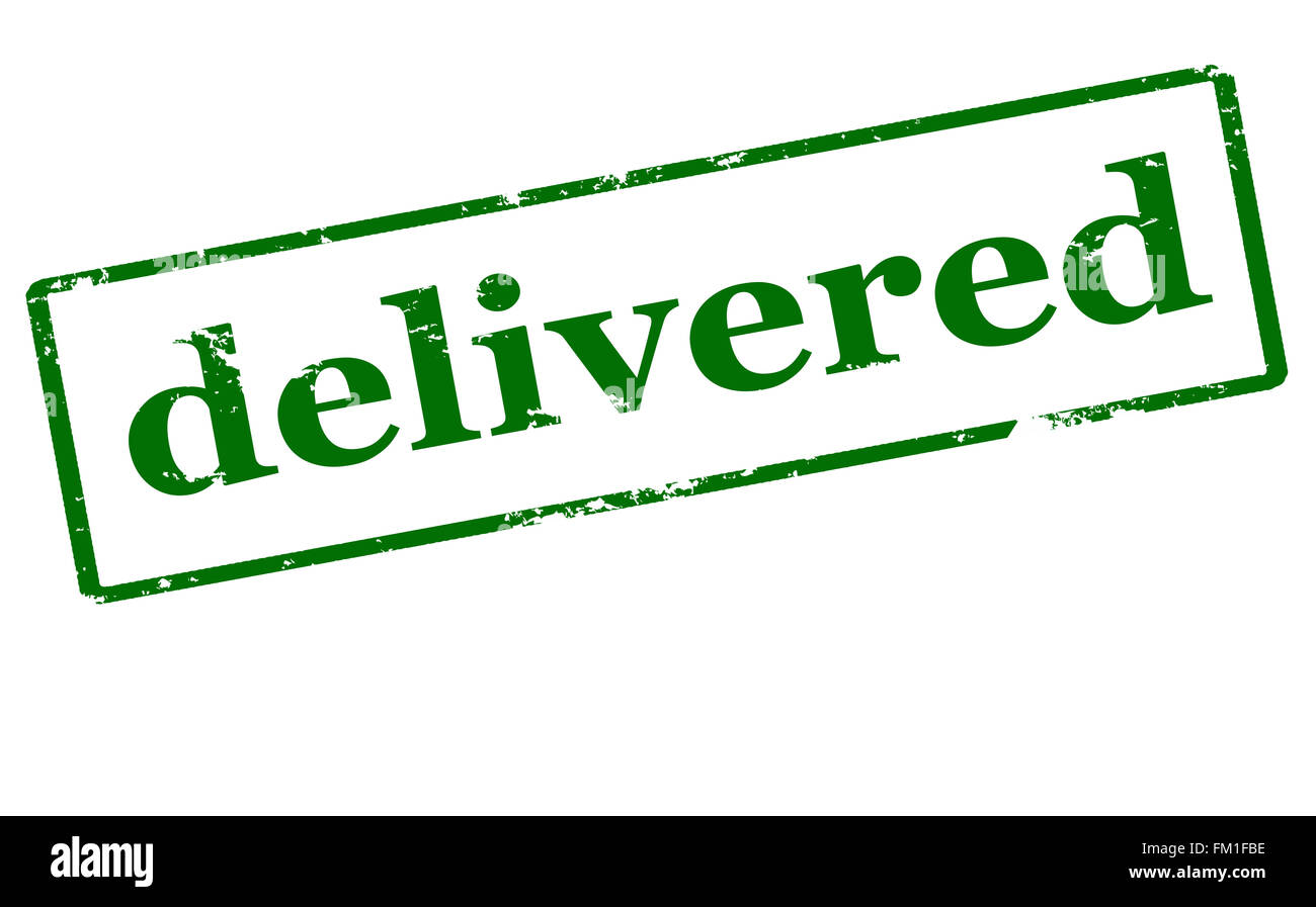 Rubber stamp with word delivered inside, vector illustration Stock ...