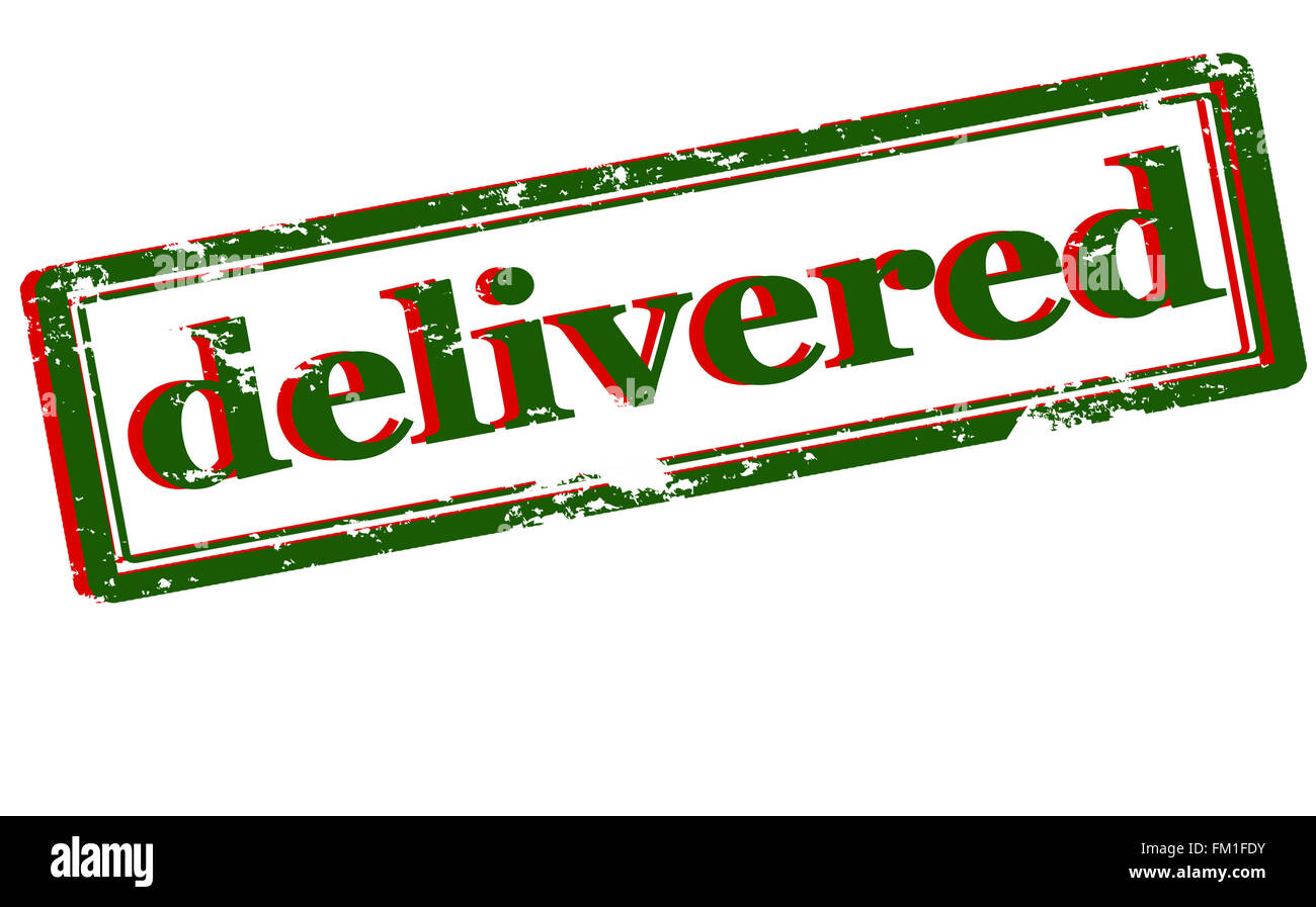Rubber stamp with word delivered inside, vector illustration Stock ...