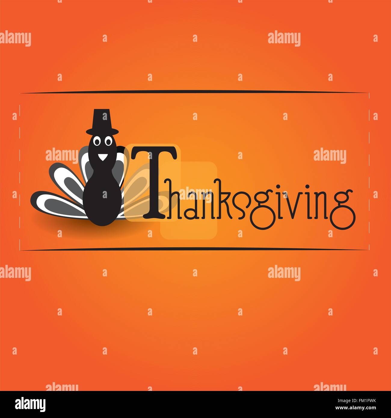 Orange background with text and a turkey for thanksgiving day Stock ...