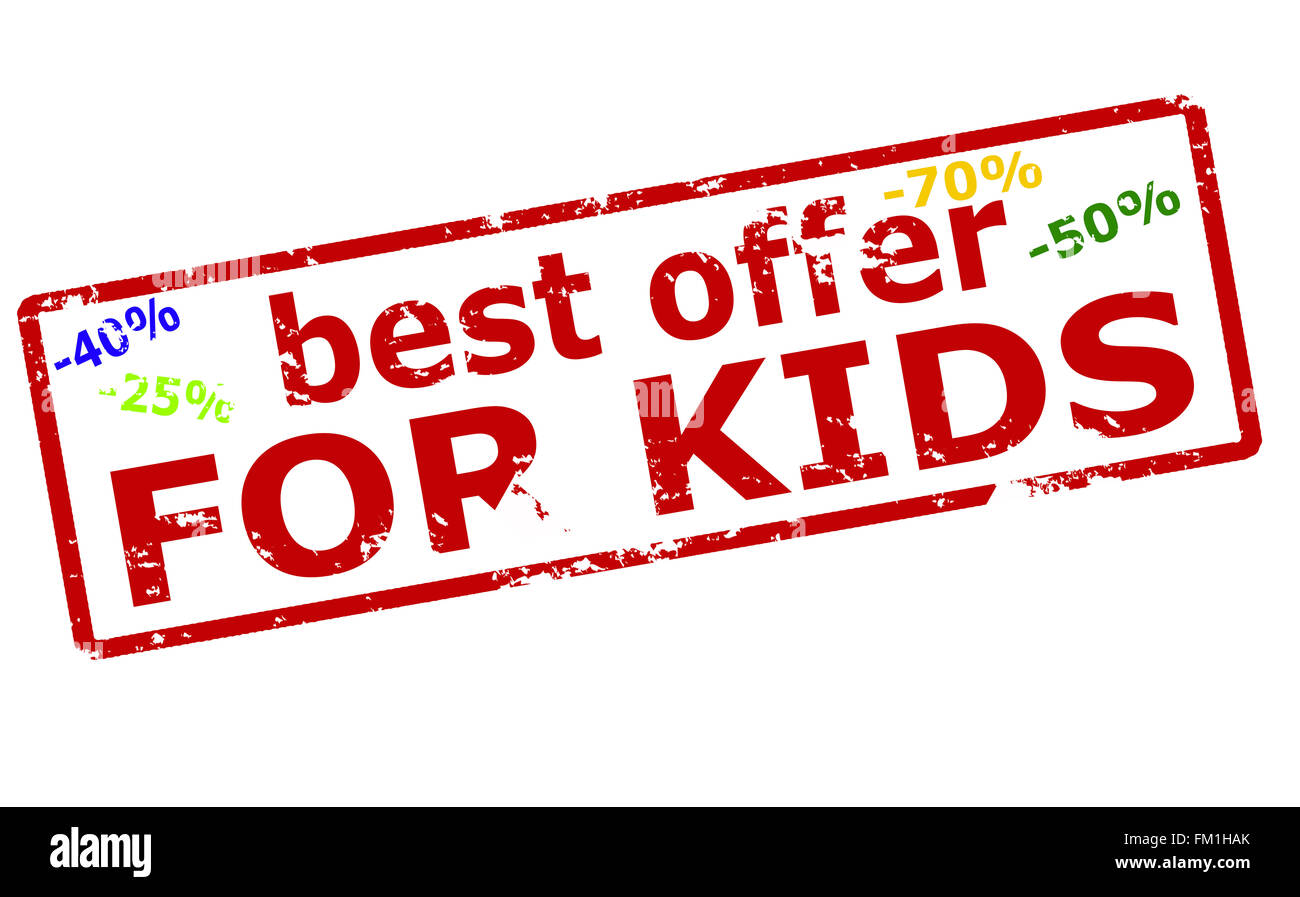 Rubber stamp with text best offer for kids inside, vector illustration ...