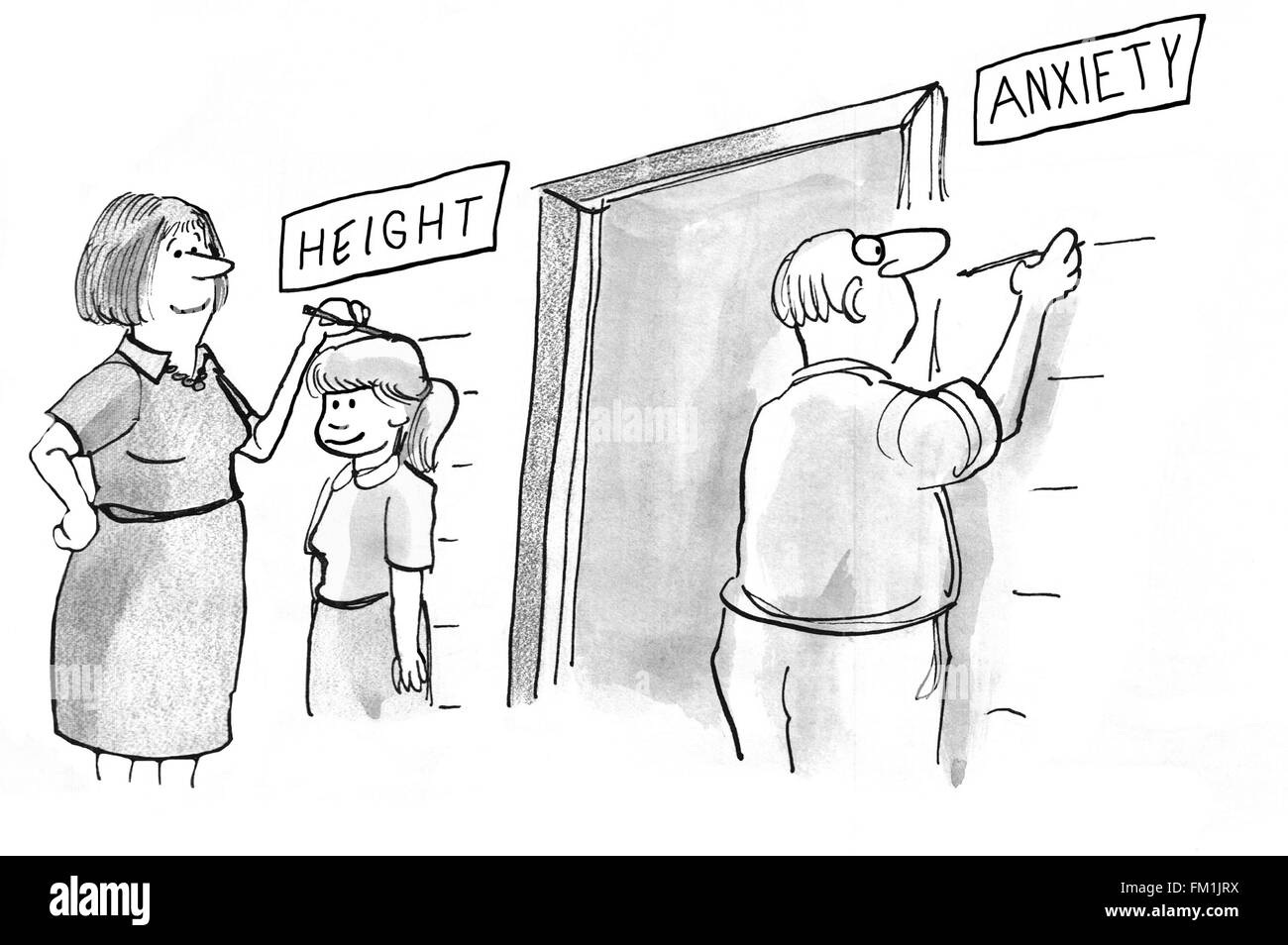 Family cartoon about anxiety Stock Photo - Alamy