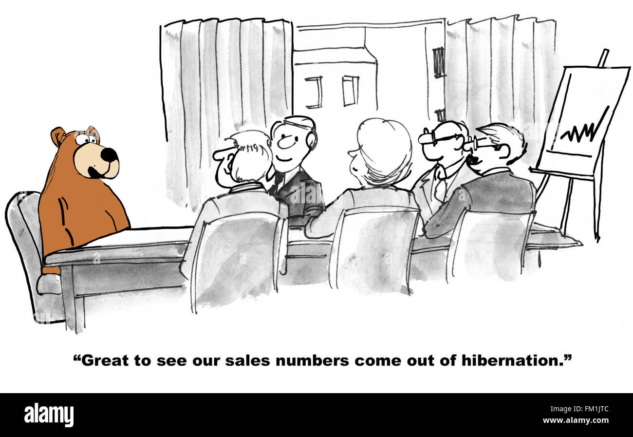 Business cartoon about a positive change in sales Stock Photo - Alamy