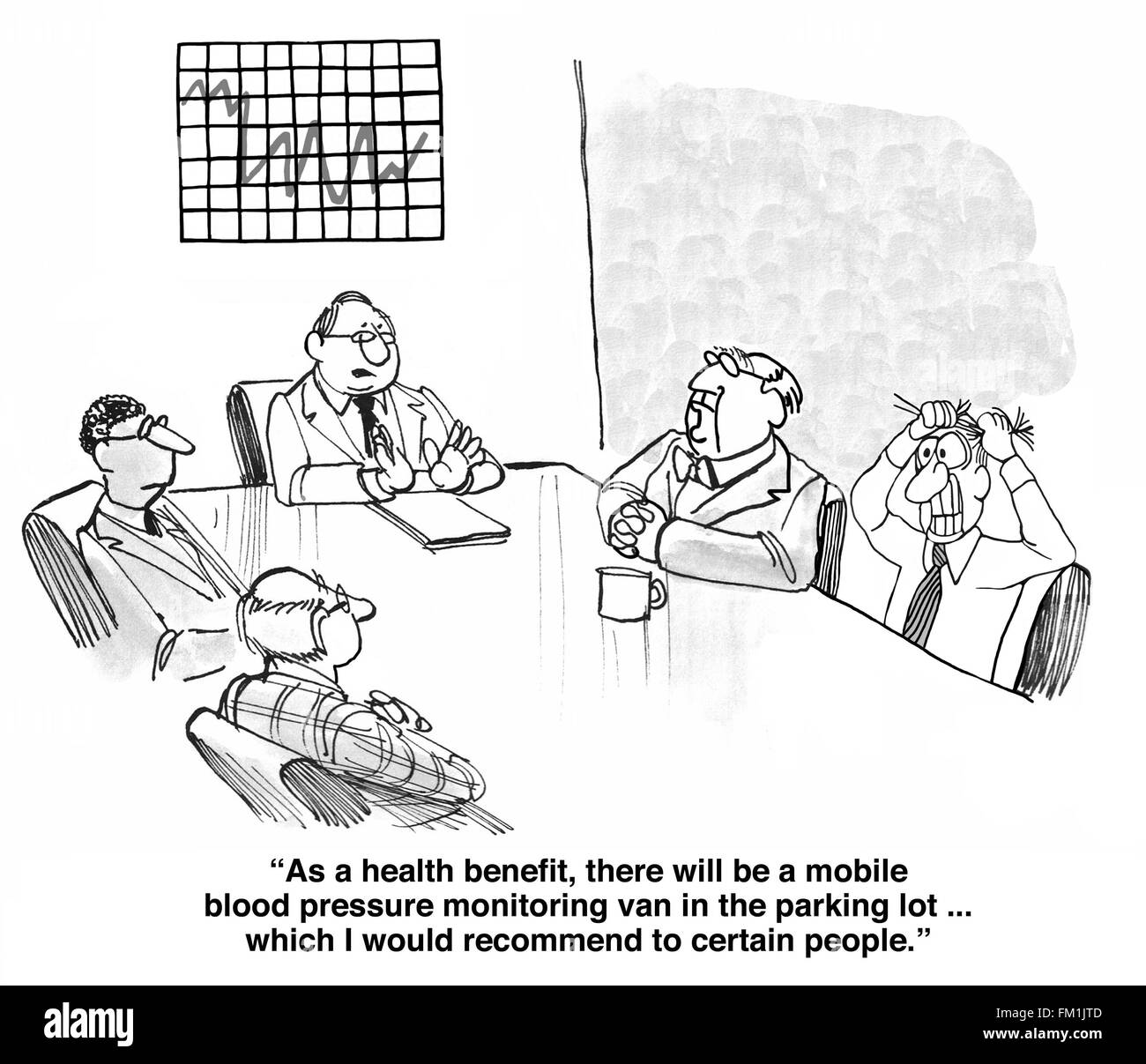 Business cartoon about highly stressed manager Stock Photo - Alamy