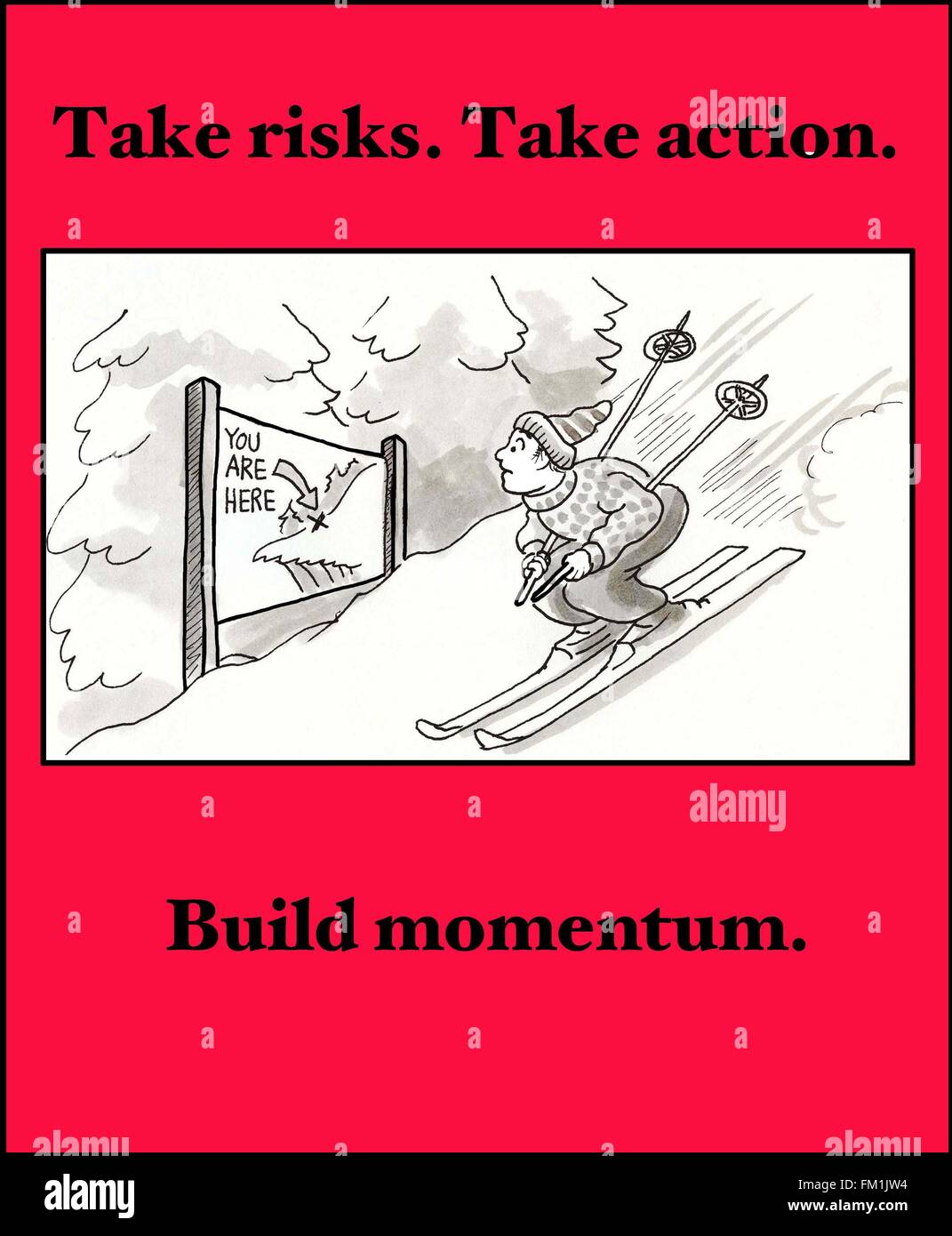 Business cartoon about risk taking Stock Photo - Alamy