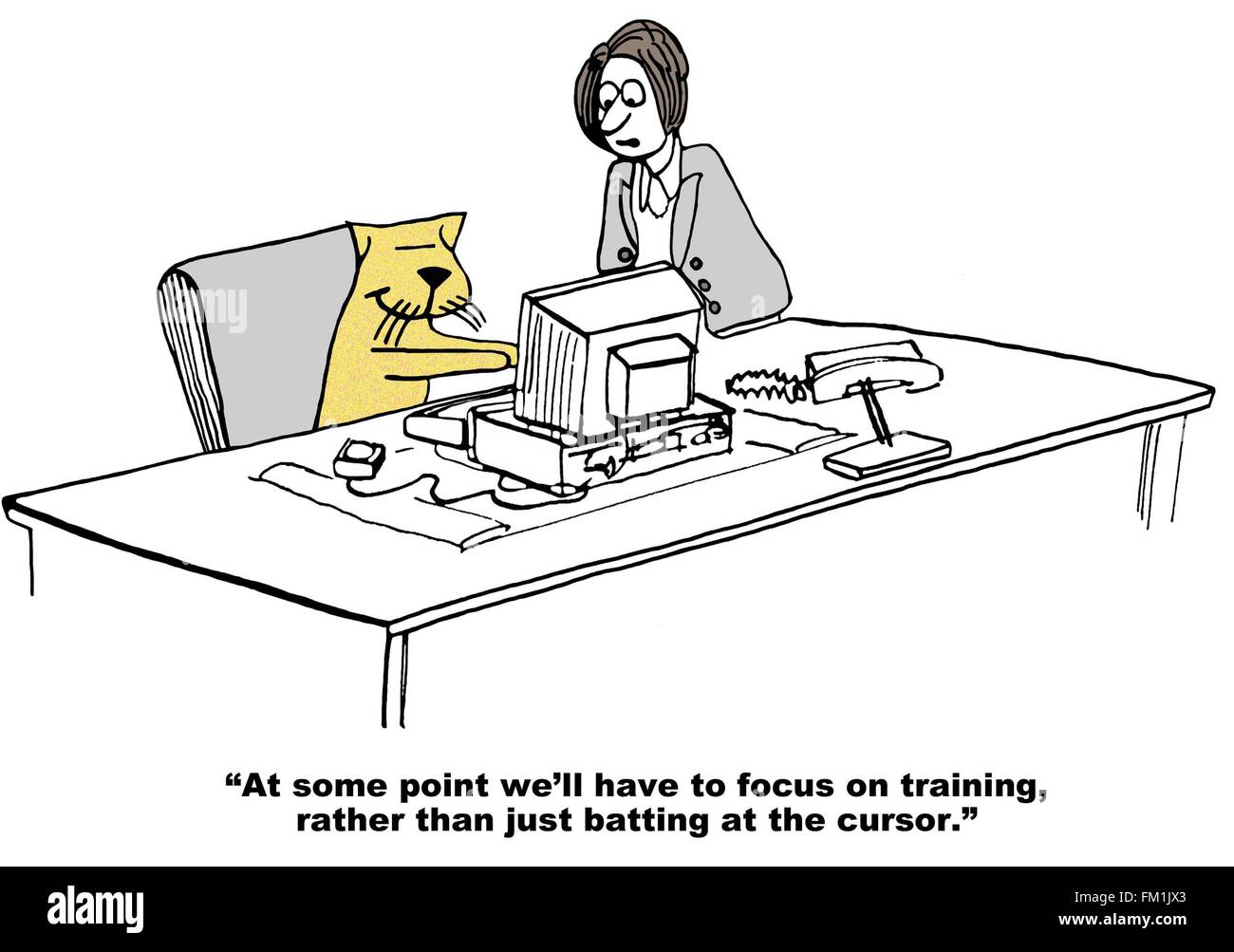 Business cartoon about avoiding training Stock Photo - Alamy