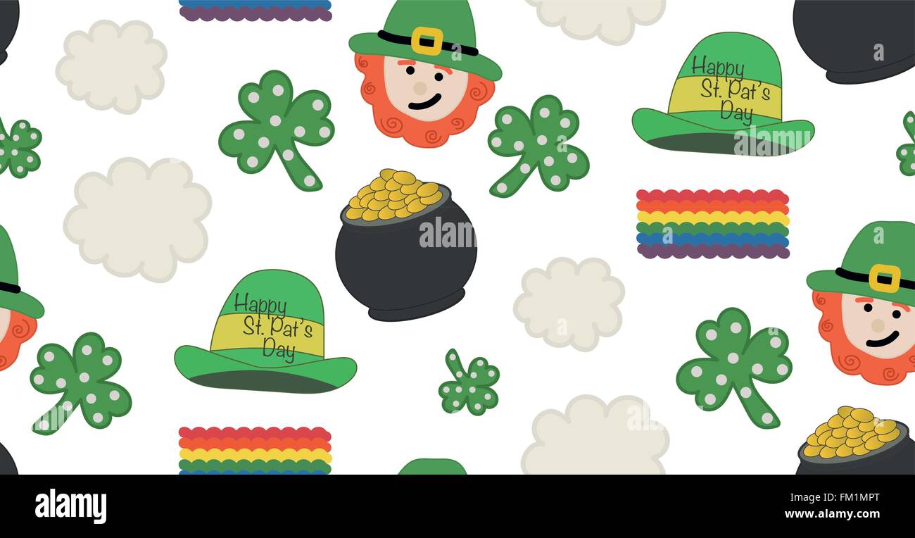 St. Patrick's day pattern with theme objects. Seamless pattern ...
