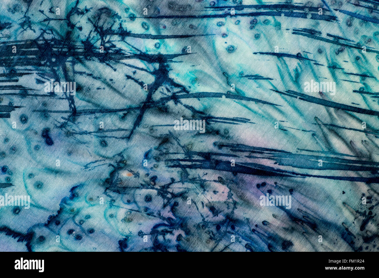 Abstraction, turquoise and violet, hot batik, background texture ...