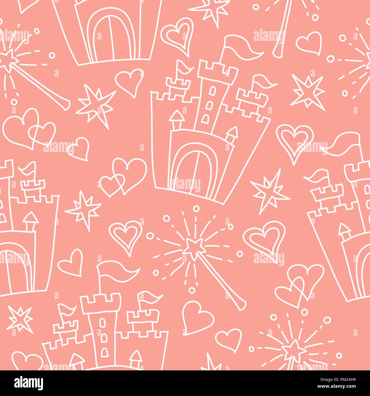 Hand drawn vector seamless princess pattern Stock Vector Image & Art ...