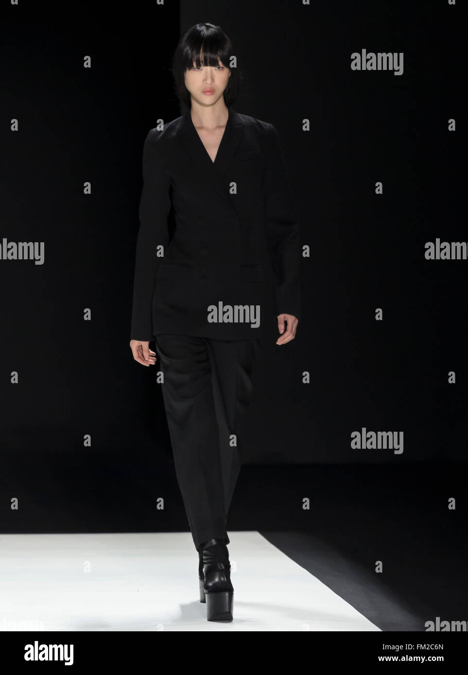 New York City, USA - February 16, 2016: Sora Choi walks the runway at ...