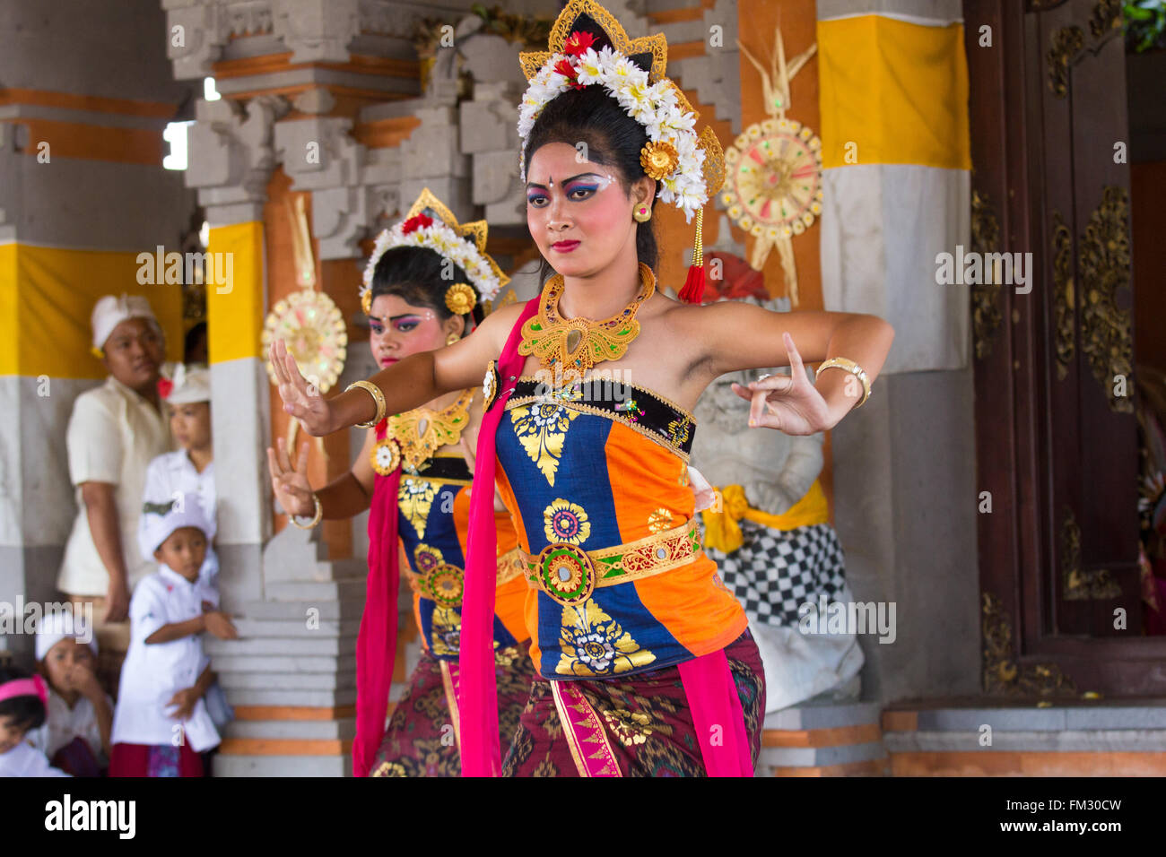 Indonesia, Bali, Girls Dressed in Traditional Dancing Costume, Legong ...