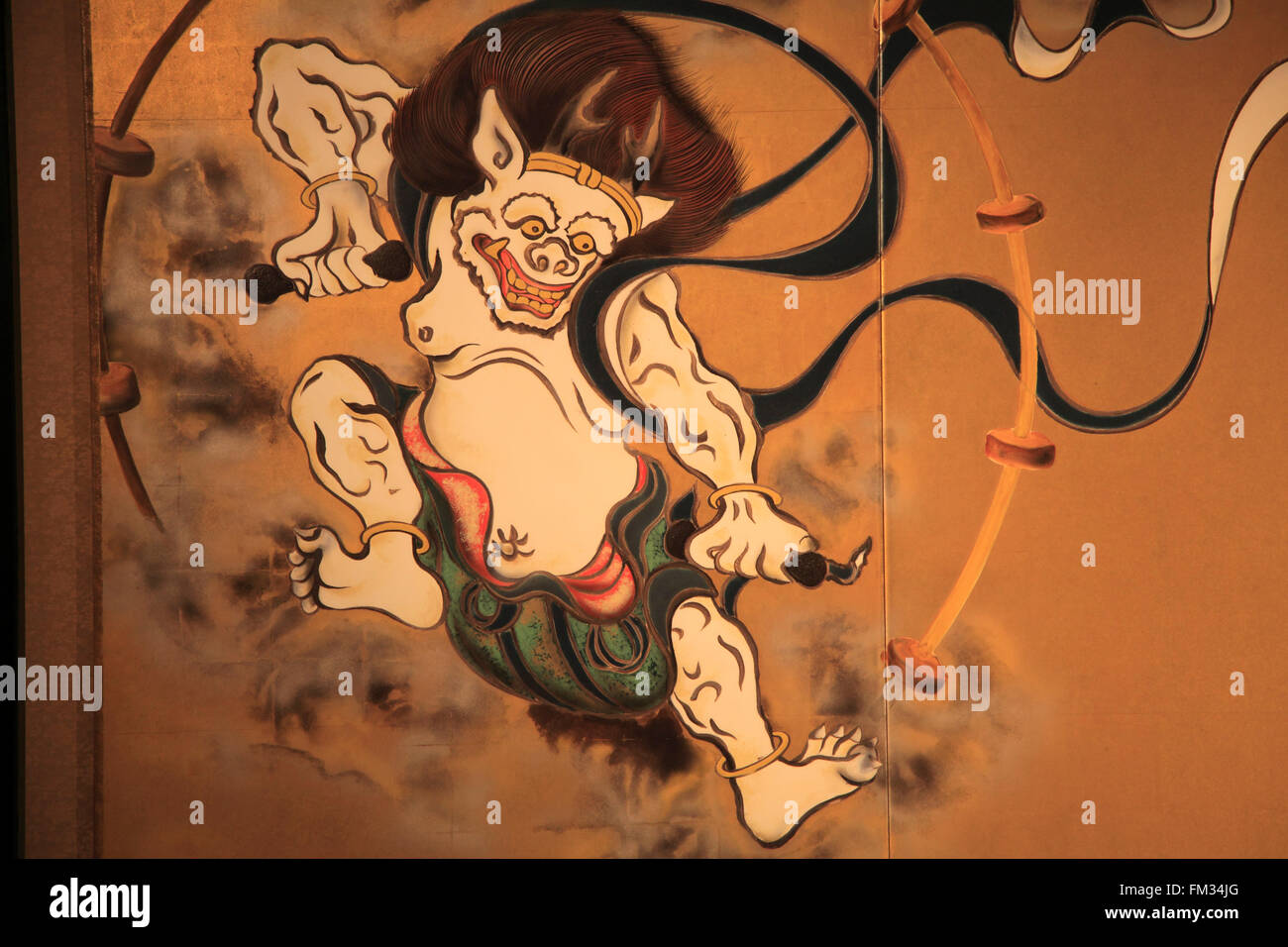 Japan; Kyoto, Kenninji Temple, Fujin, screen painting, by Tawaraya ...