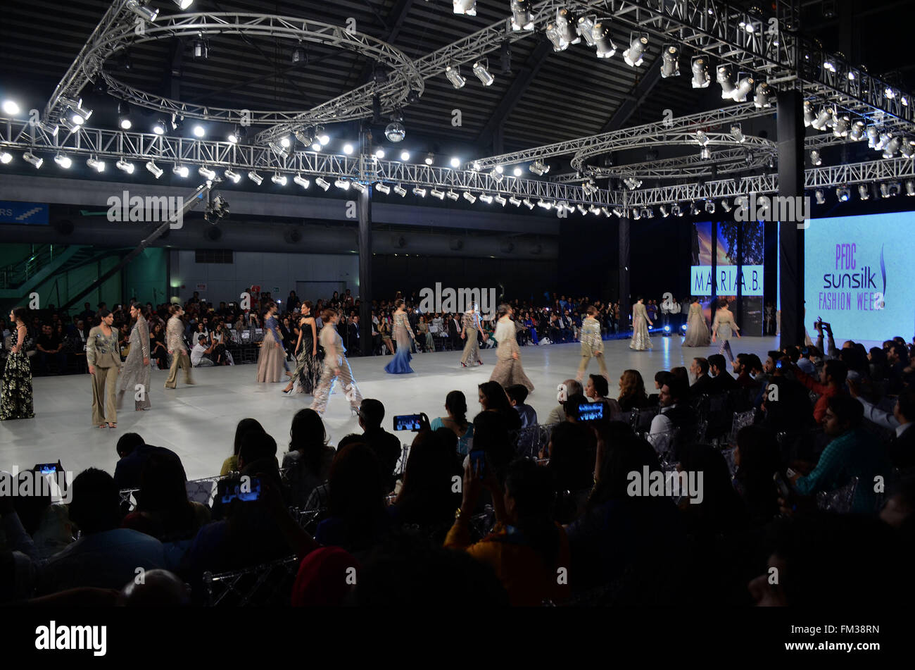 Lahore, Pakistan. 10th Mar, 2016. Pakistani models present creations of ...