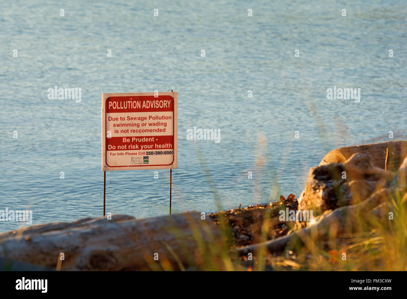 Pollution warning on beach hi-res stock photography and images - Alamy