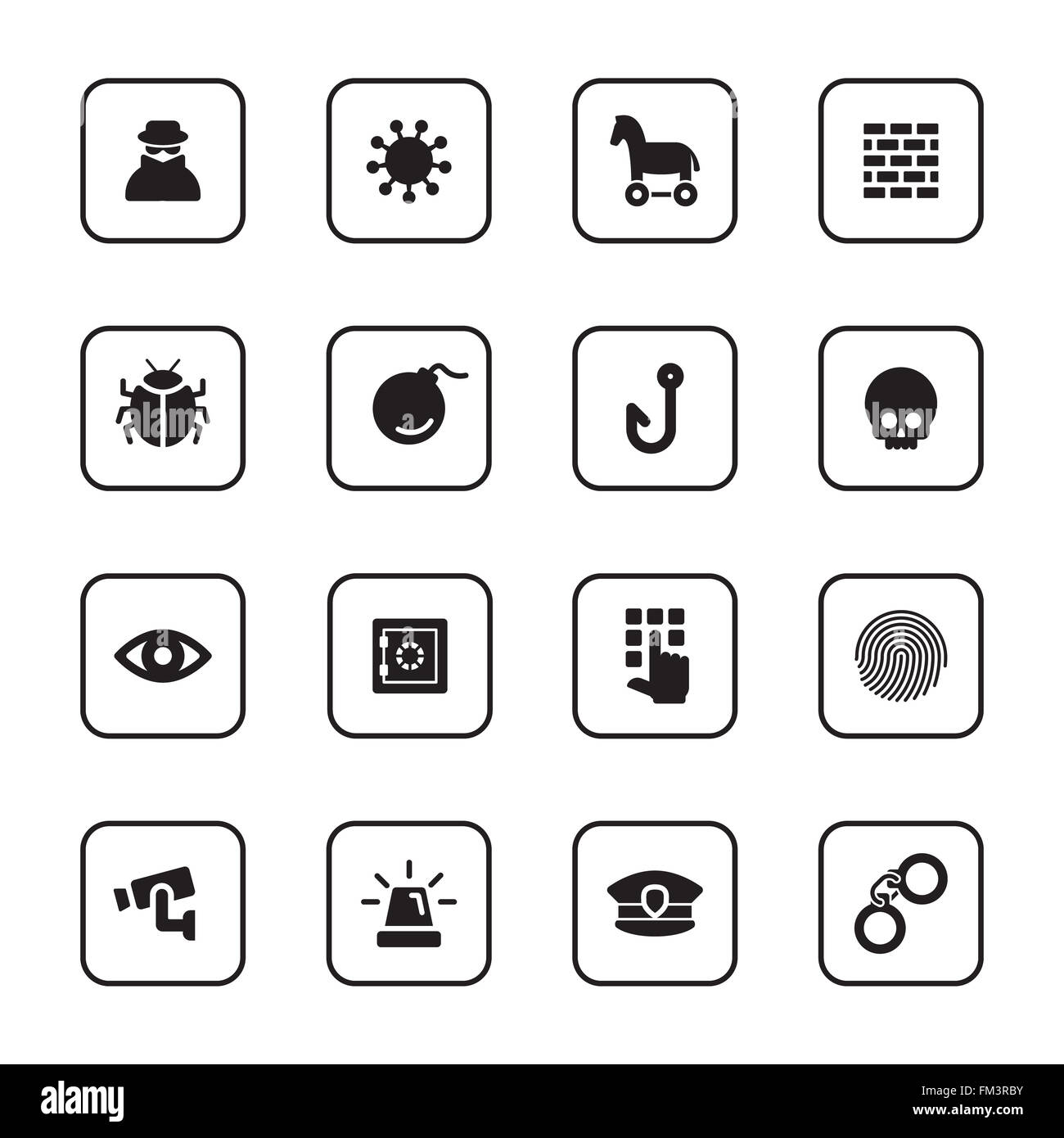 [JPEG] black flat security icon set with rounded rectangle frame for ...