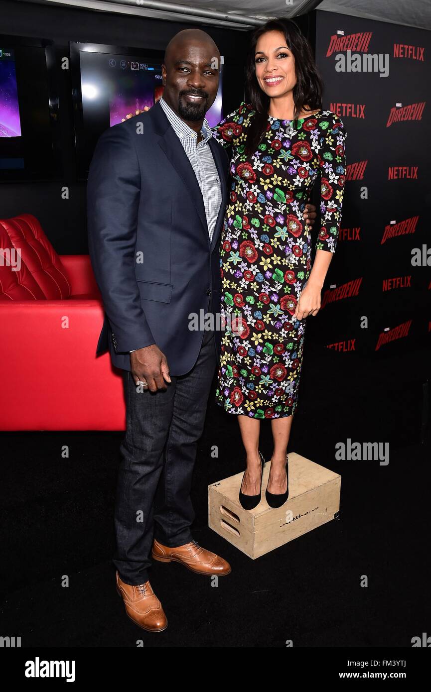 New York, NY, USA. 10th Mar, 2016. Mike Colter, Rosario Dawson at ...