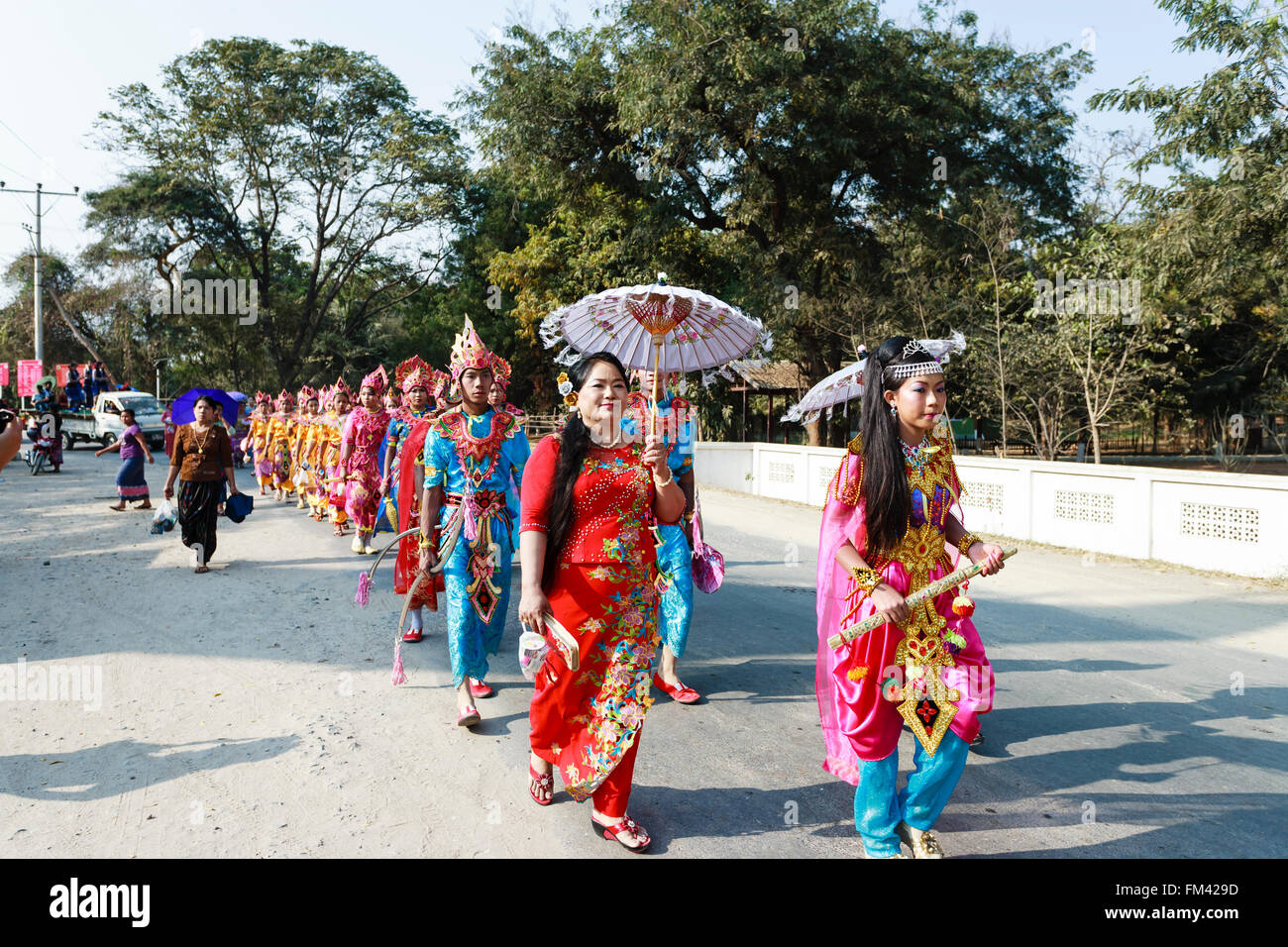 Festival Procession in Bagan Town Mandalay Province, Myanmar (Burma) on ...