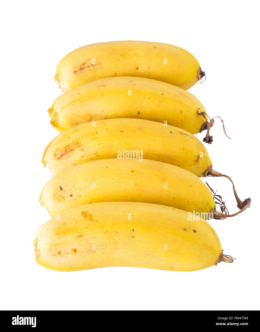 Five banana fruit arranged on white background Stock Photo - Alamy