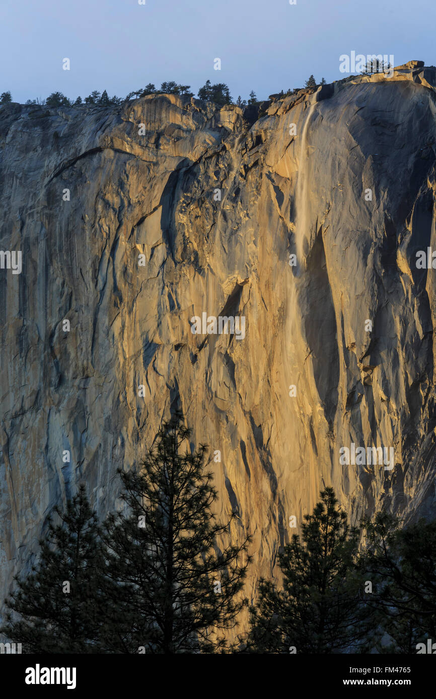 Horsetail fall around sunset time at the Famous Yosemite National Park ...