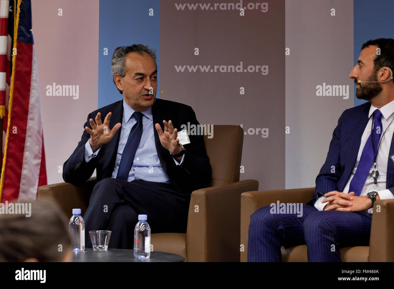Hamid Biglari, Alireza Nader and Robin Wright speaking at Iran Deal ...