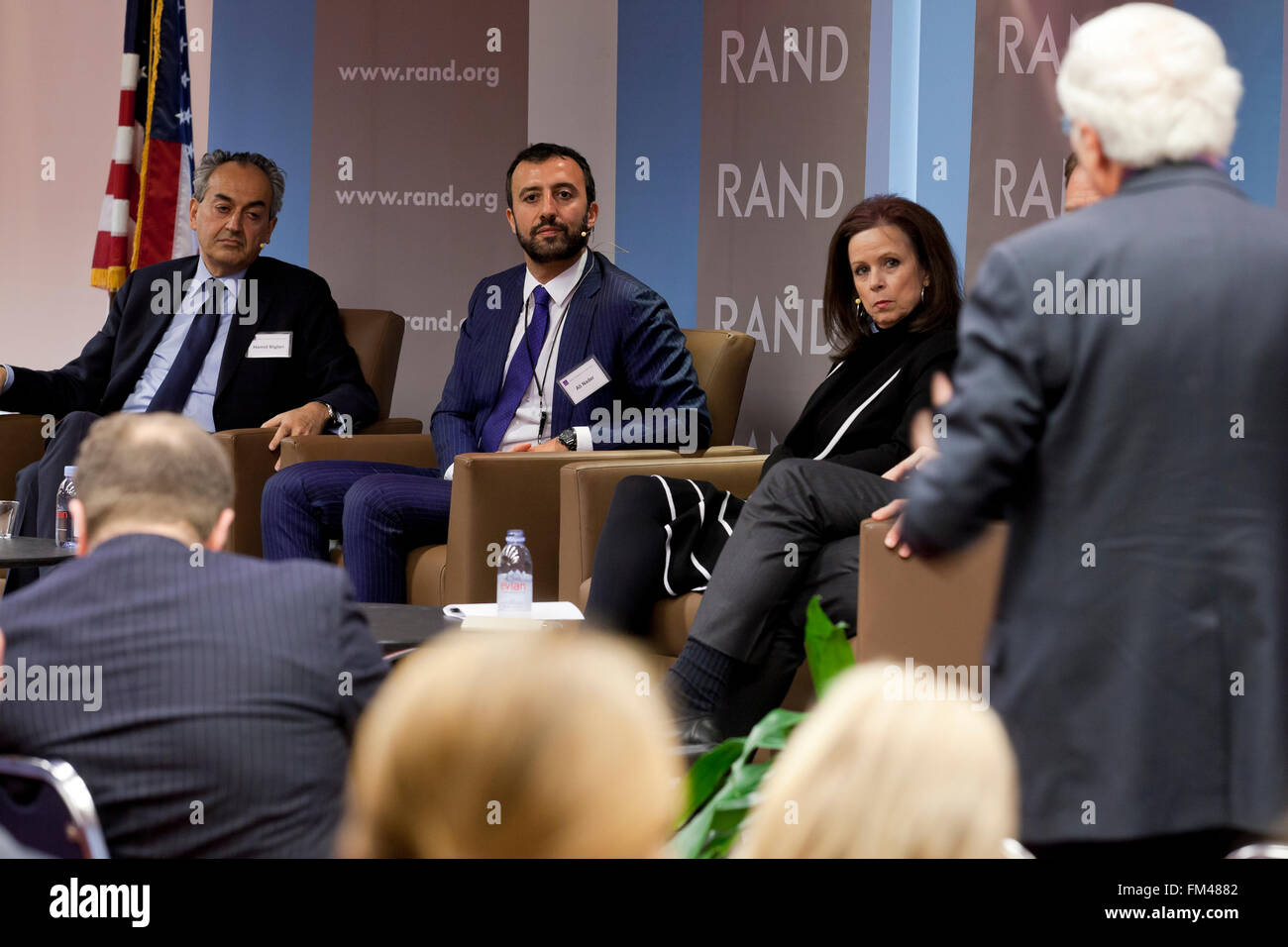 Hamid Biglari, Alireza Nader and Robin Wright speaking at Iran Deal ...
