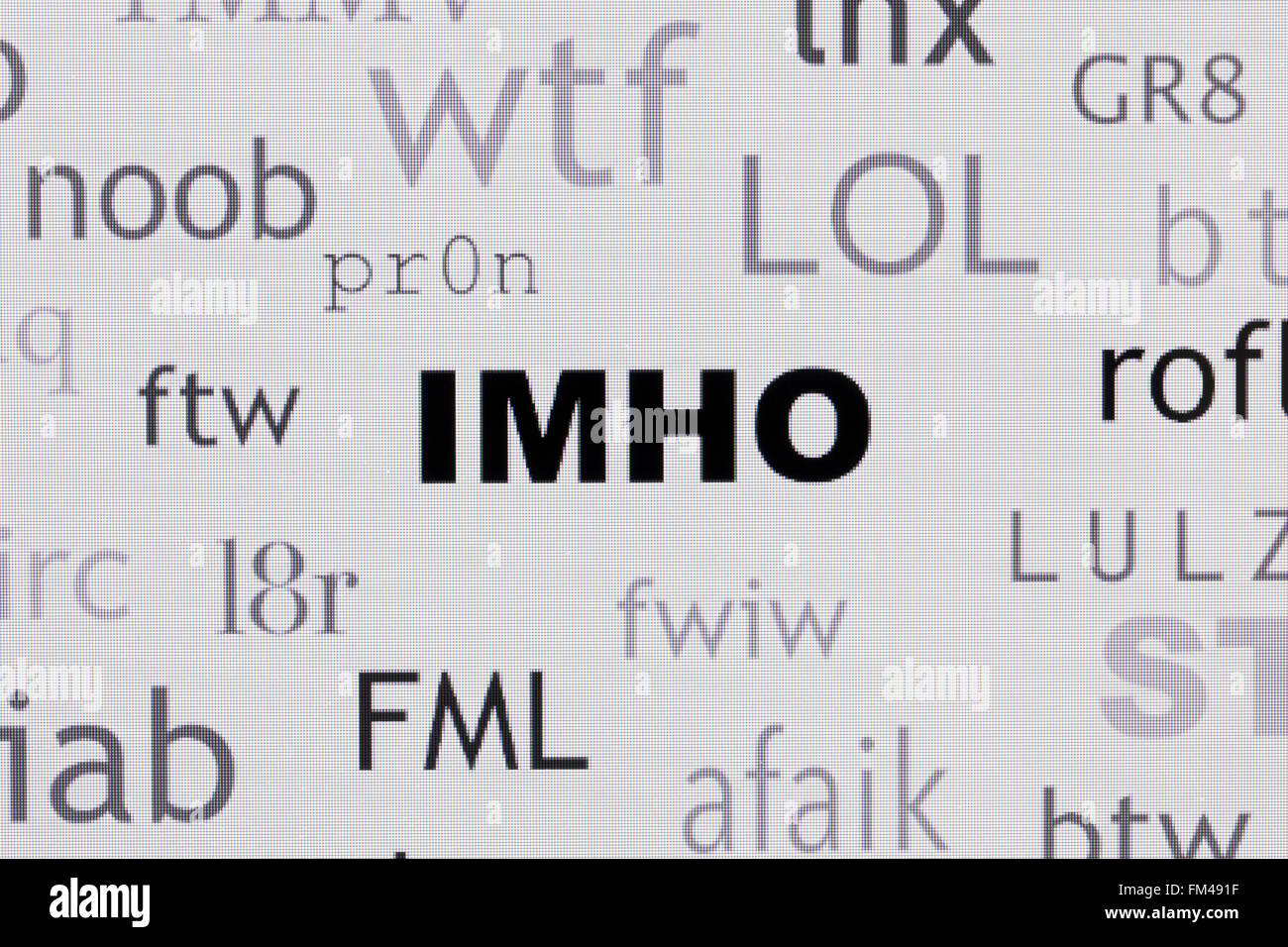 Word cloud of commonly used internet slang highlighting IMHO - USA ...