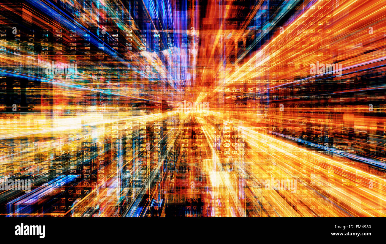 Conceptual futuristic technology digital light abstraction. High ...