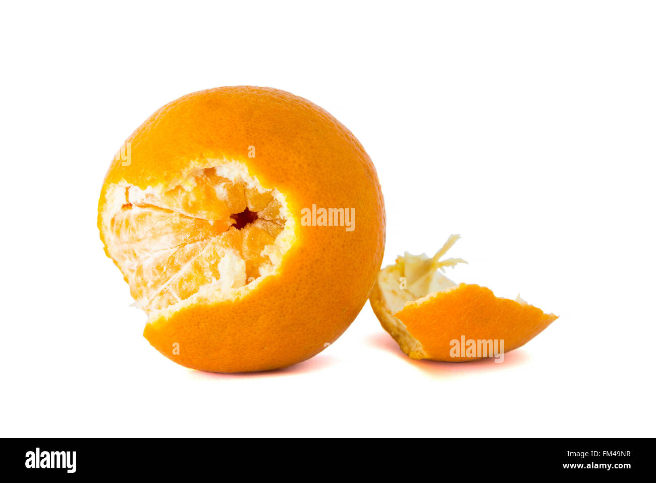 Orange Fruit peeled off On a white background Stock Photo - Alamy