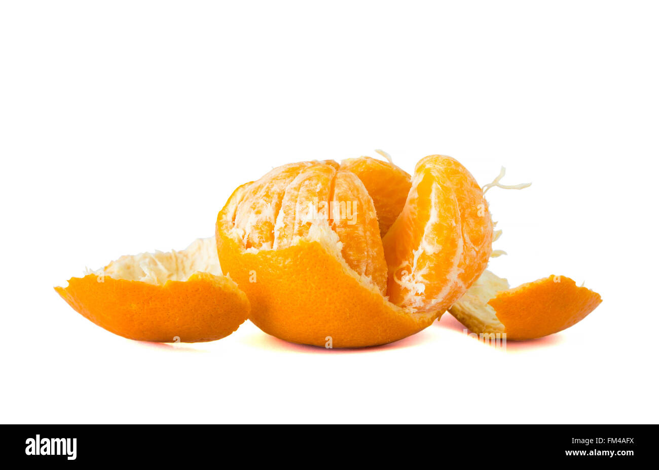 Orange Fruit peeled off On a white background Stock Photo - Alamy