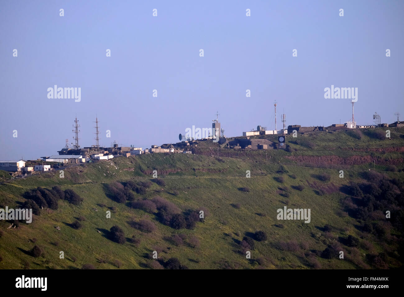 Distant view of the Israeli military advanced radar systems in a ...