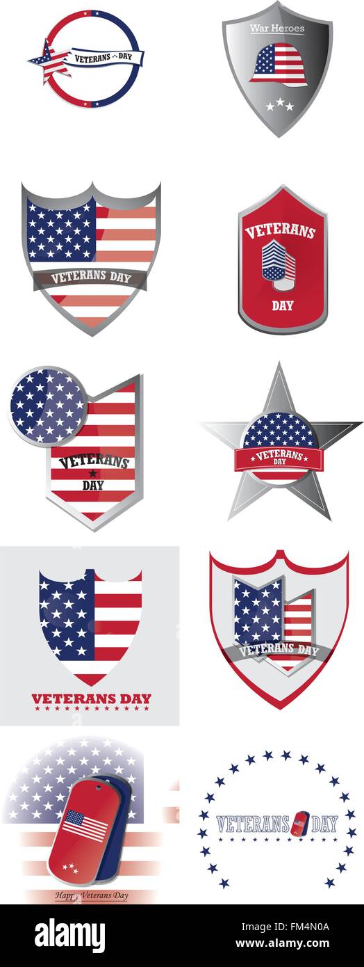 Set of labels and backgrounds with text for veteran's day Stock Vector ...