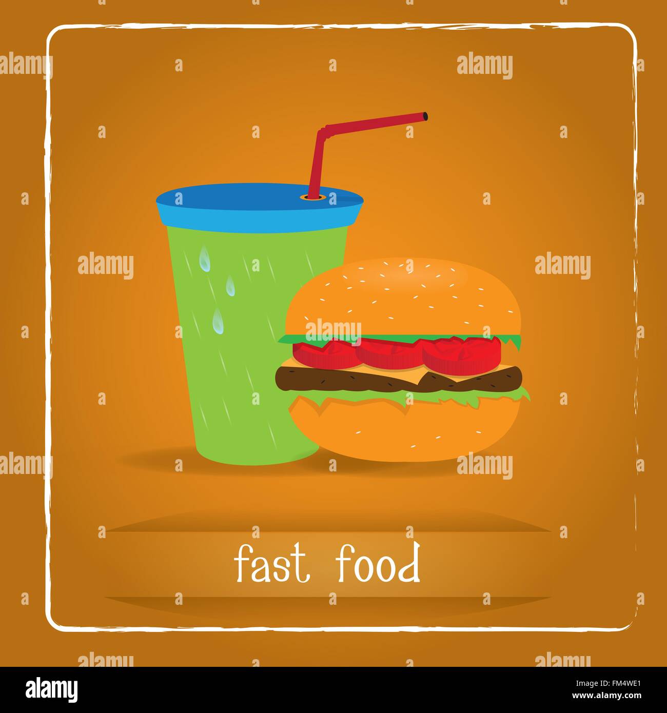 Colored background with an isolated fast food menu and text Stock ...