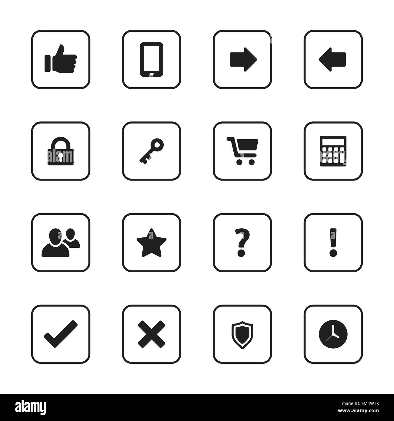 [EPS10] black flat computer and miscellaneous icon set with rounded ...
