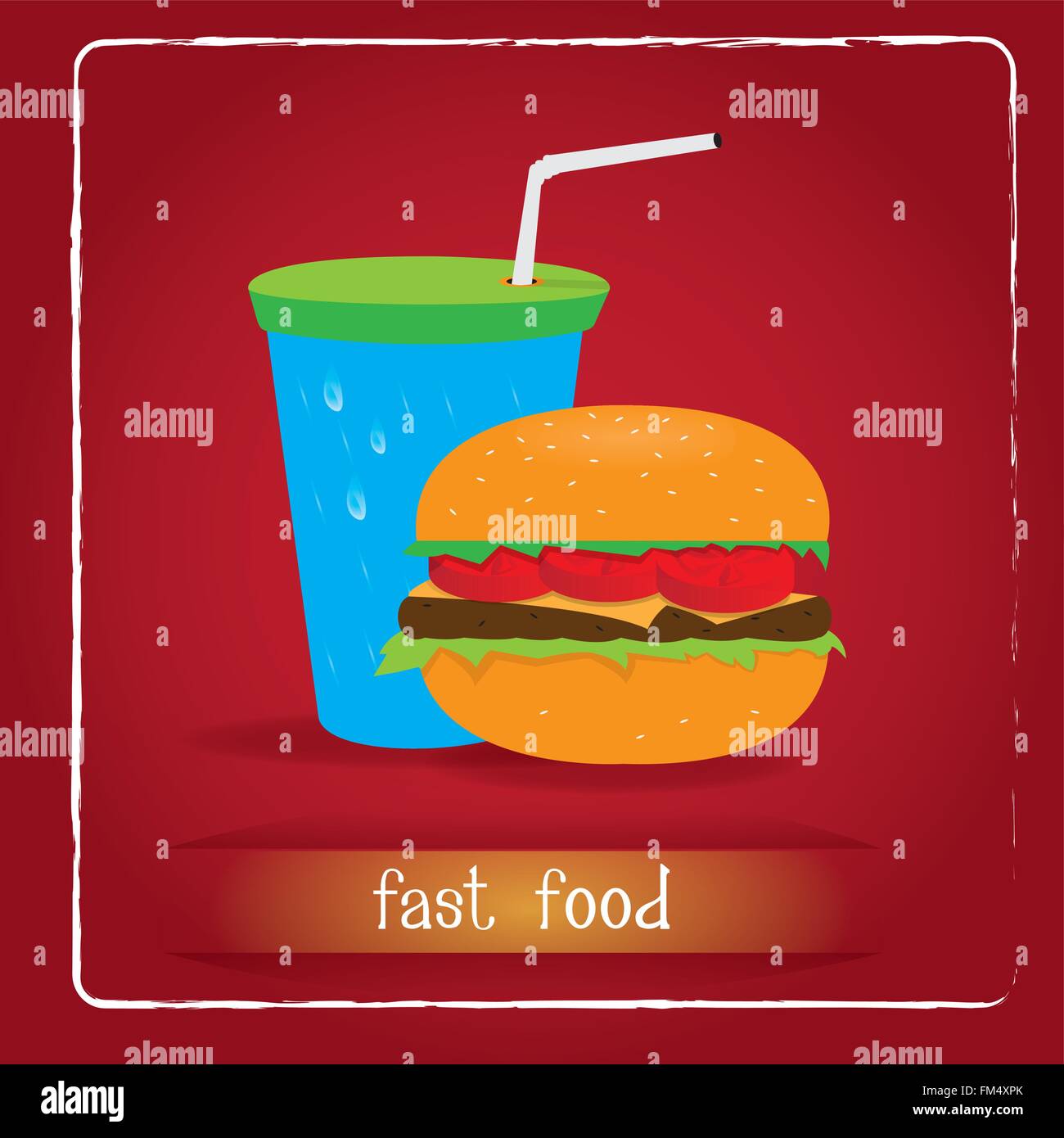 Isolated fast food menu on a red background Stock Vector Image & Art ...