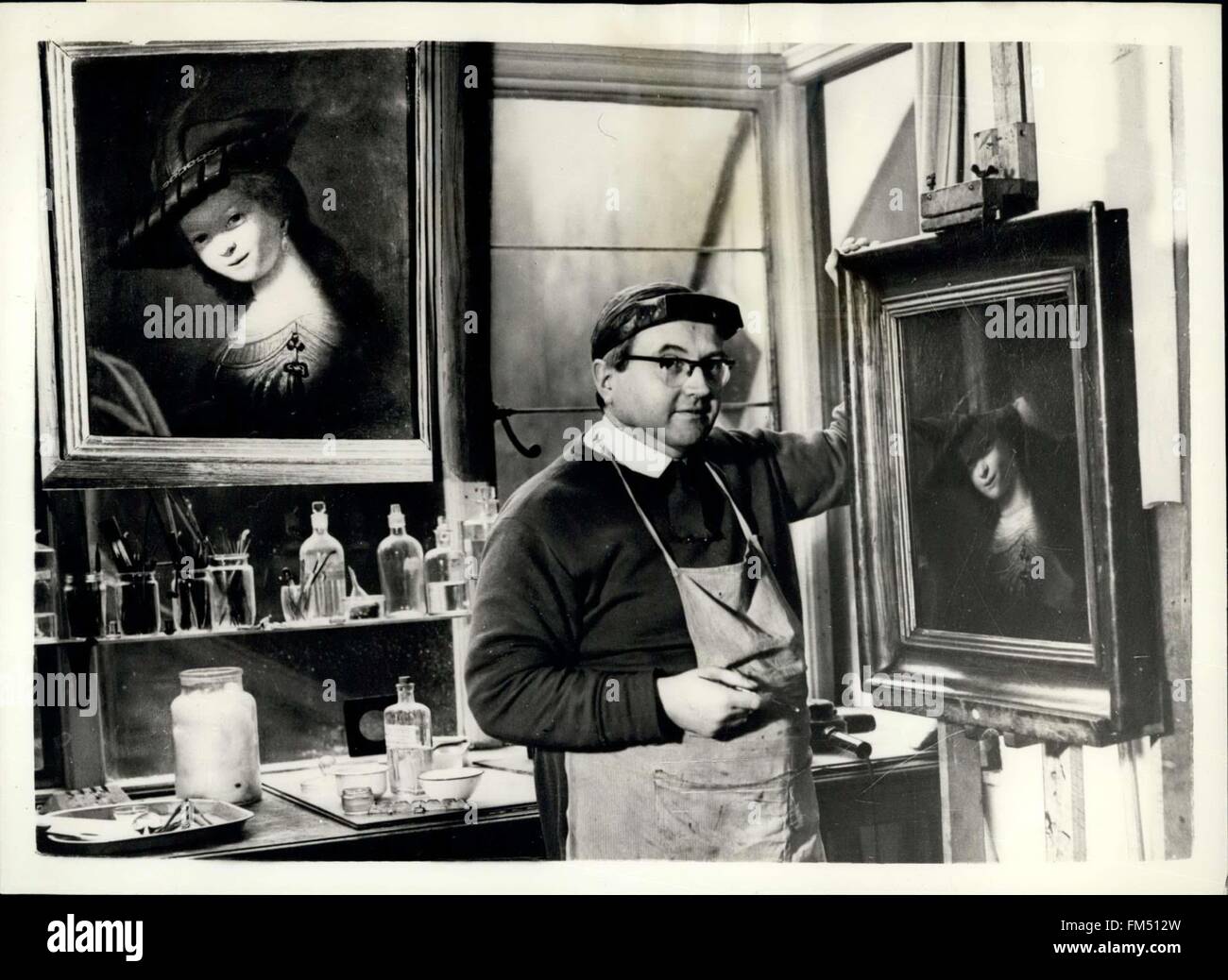 1968 - Mr. Goodall at work on the painting - the Portrait of Saskia ...