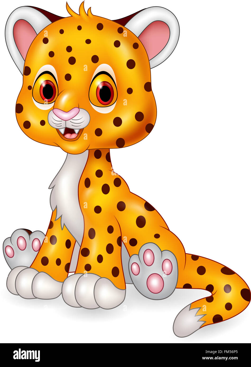 Cartoon happy baby cheetah sitting Stock Photo - Alamy