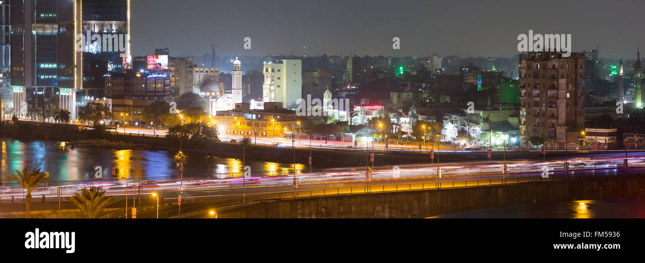 Cairo, Egypt - March 3, 2016: Traffic light trails in central Cairo at ...