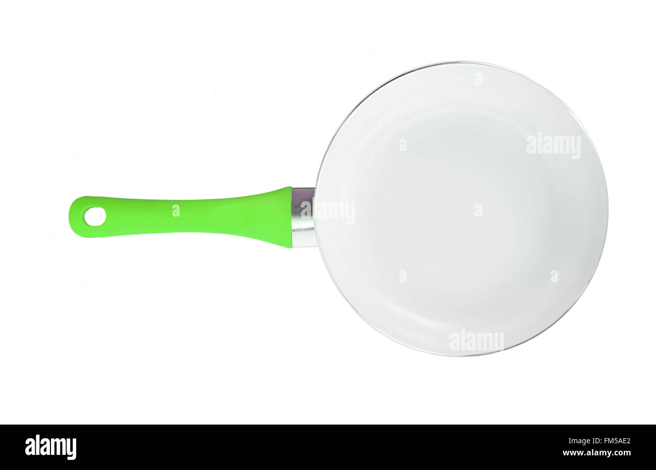 Frying pan, green, isolated on a white background Stock Photo - Alamy