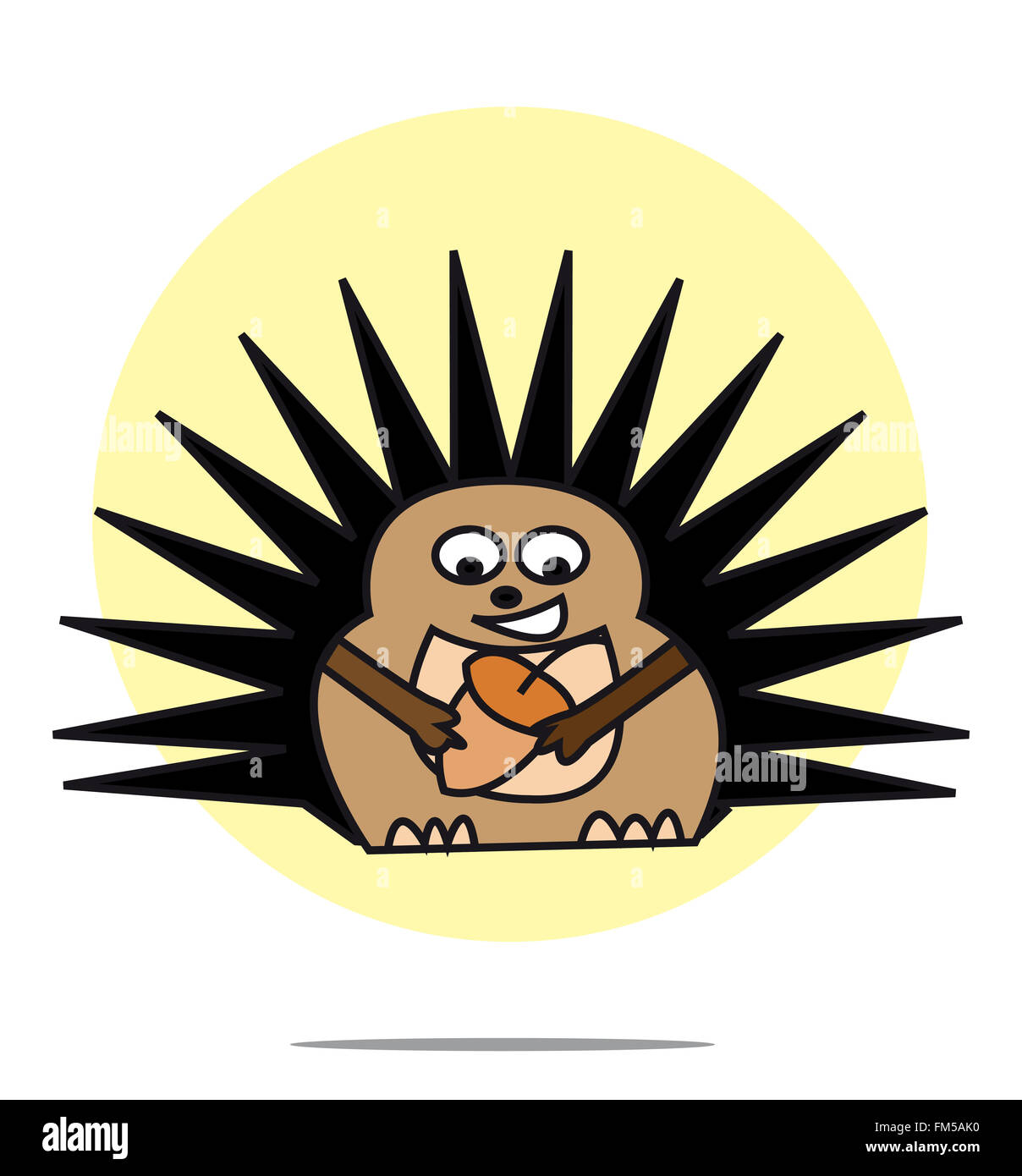 Illustration of hedgehog with yellow circle background Stock Photo - Alamy