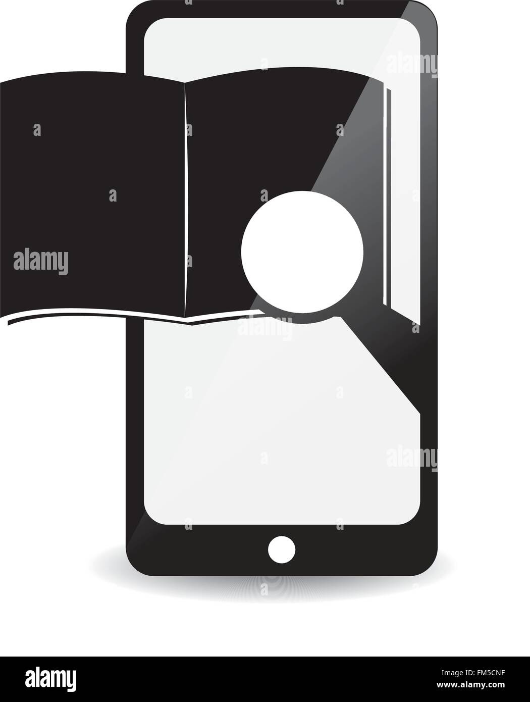 White background with a cellphone and an e-book icon Stock Vector Image ...