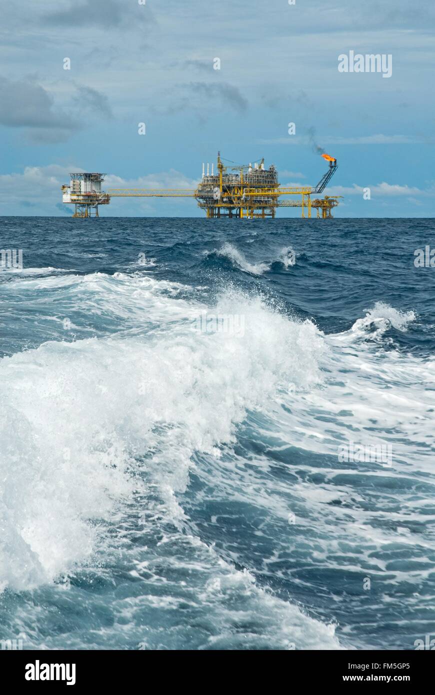Offshore construction platform for production oil and gas Stock Photo ...