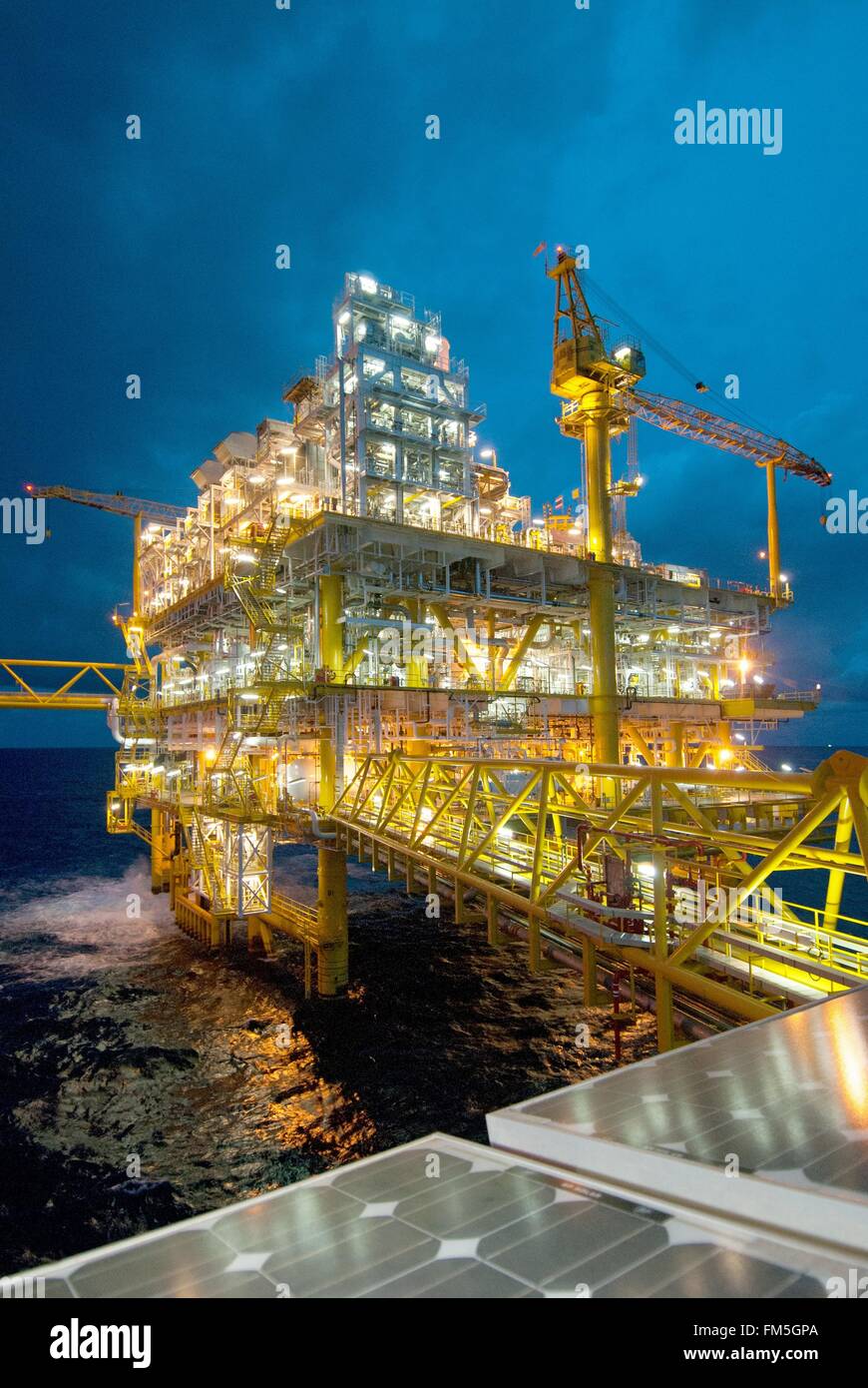 Offshore construction platform for production oil and gas Stock Photo ...