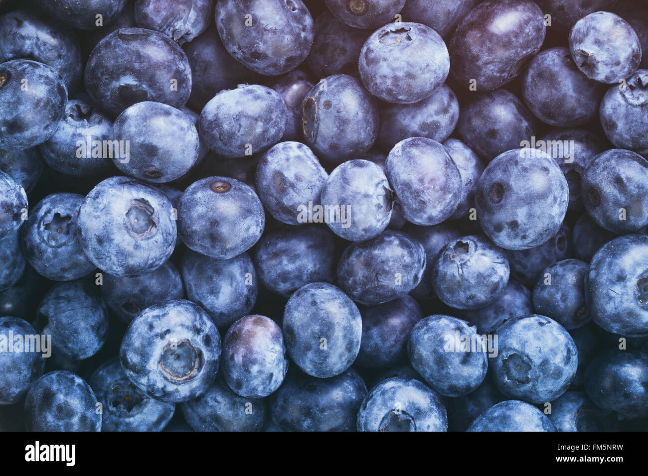 fresh blueberries top view background Stock Photo - Alamy
