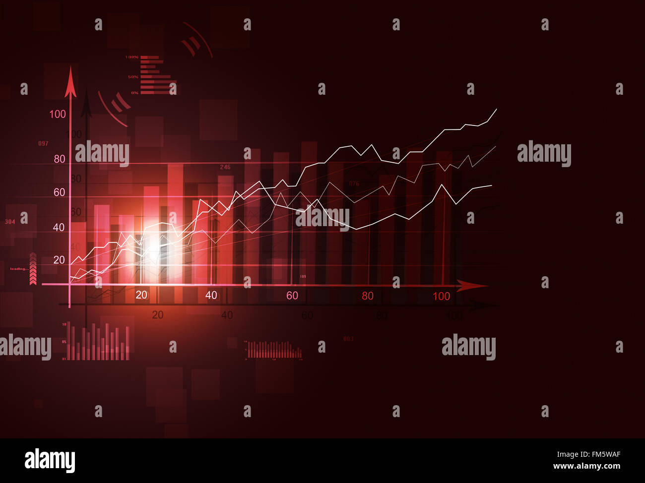 abstract stock market finance diagram on red background Stock Photo - Alamy
