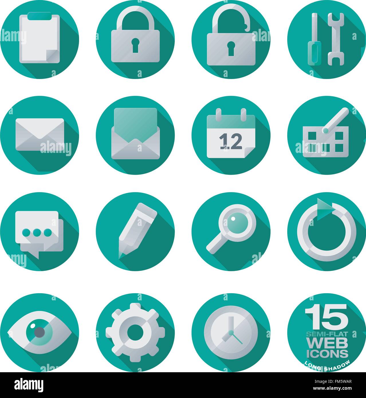 Office icon web long shadow hi-res stock photography and images - Alamy