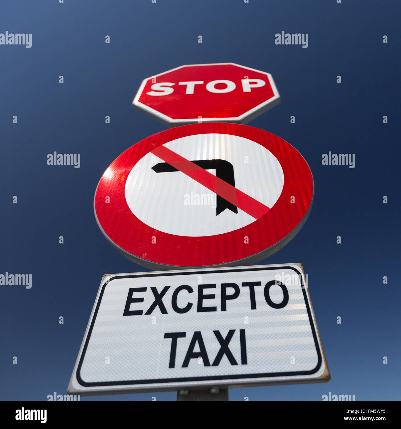 STOP and no left turn signs Stock Photo - Alamy